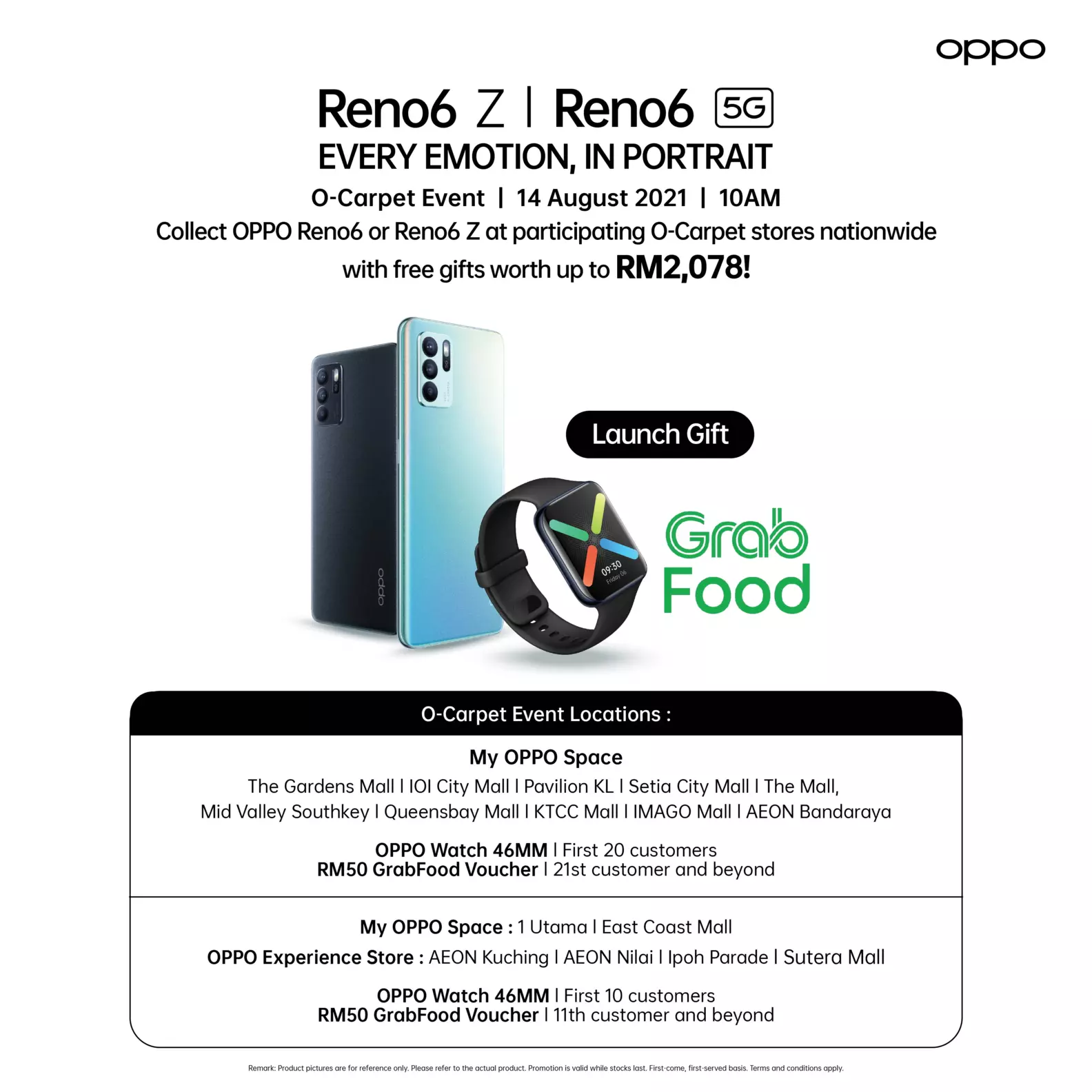 Is Tomorrow!【OPPO Reno6 O-Carpet Phone Pick-up Event】