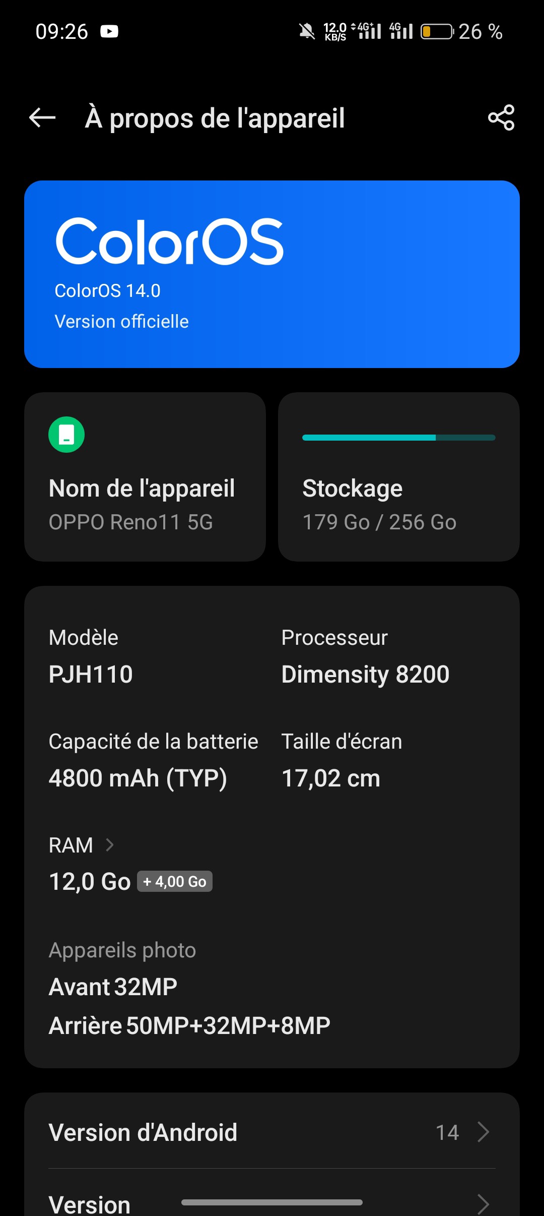 Oppo Reno 11 5G Chinese version PJH110 color os 15
