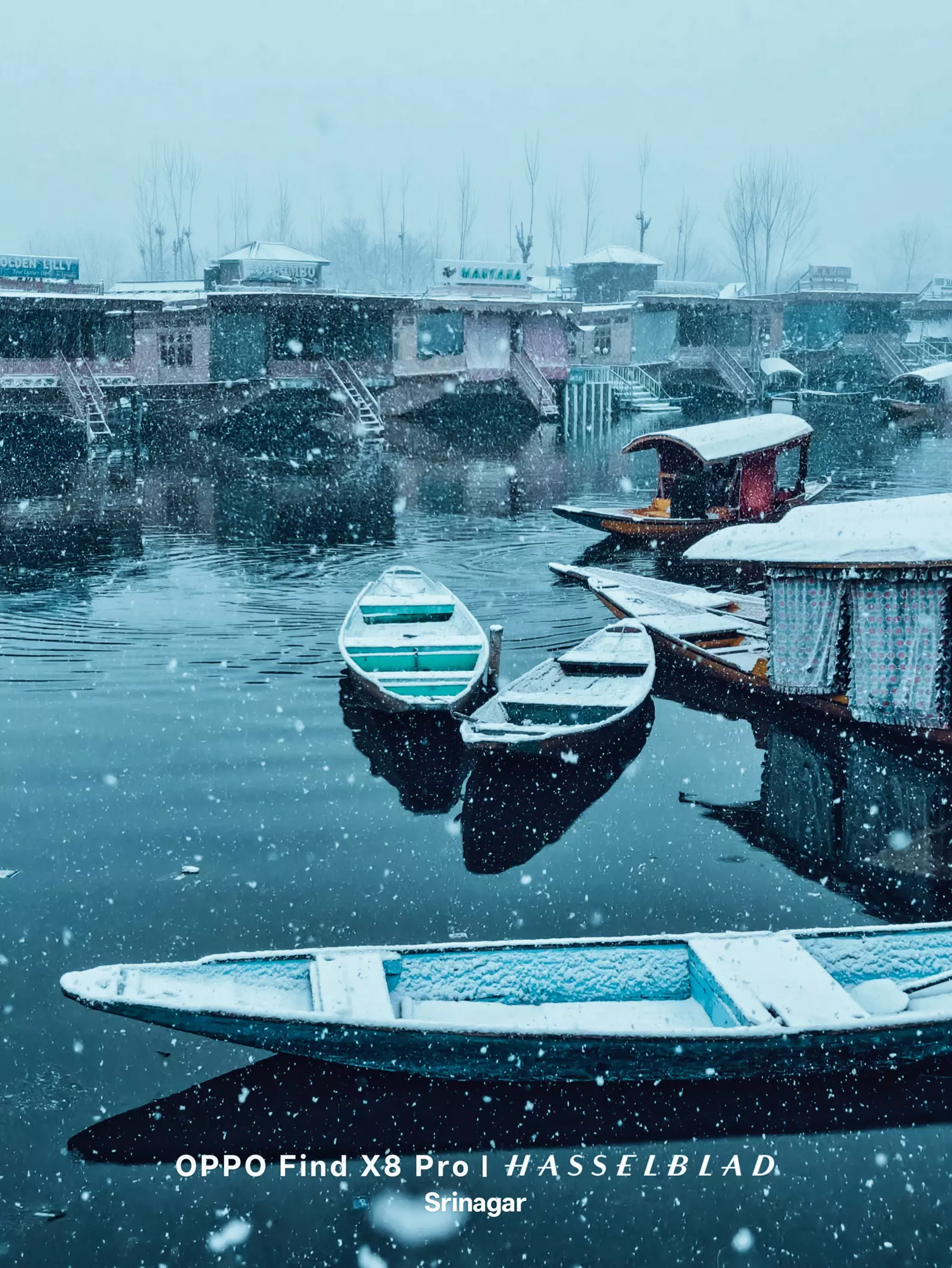 Amidst the silent snowfall, Srinagar transforms into a breat