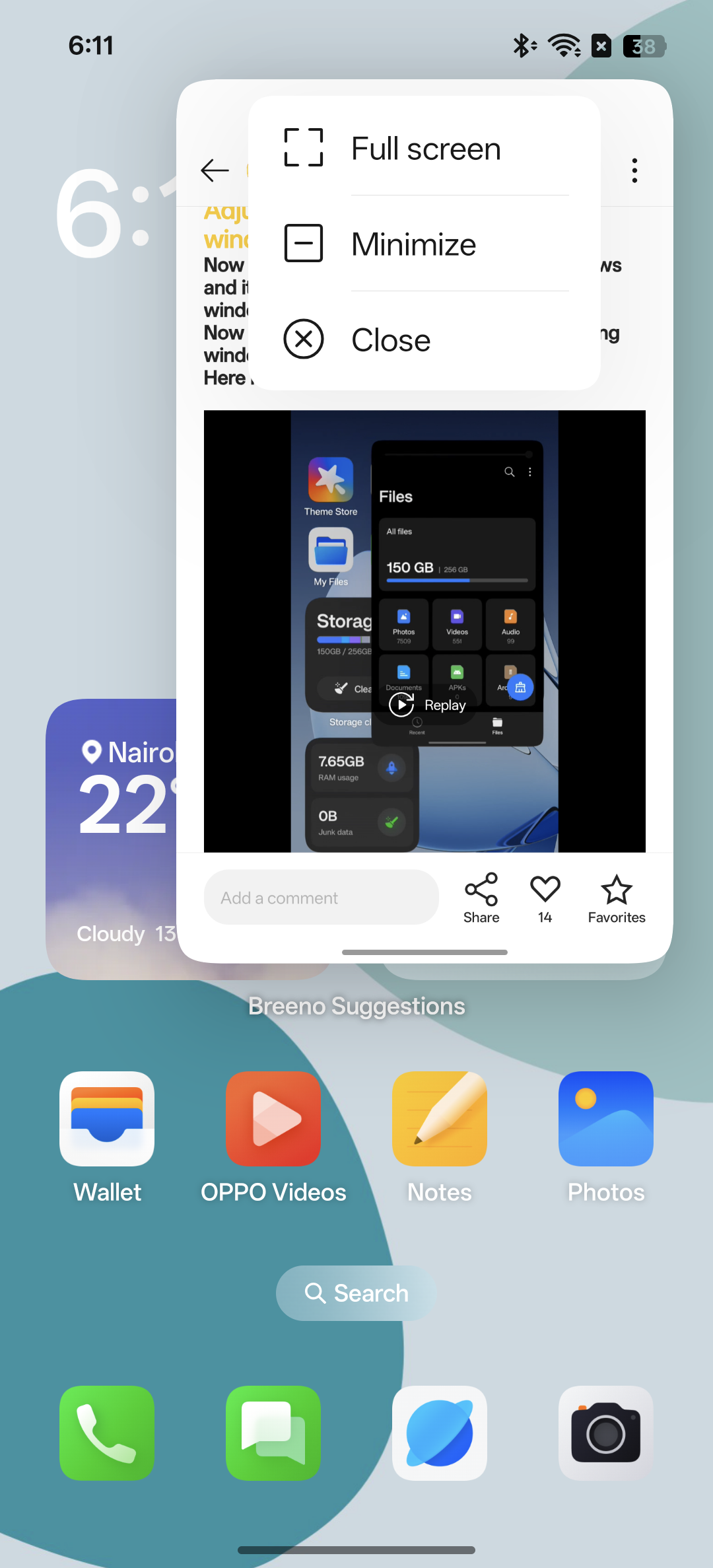 Adjustable transparency in Floating window!