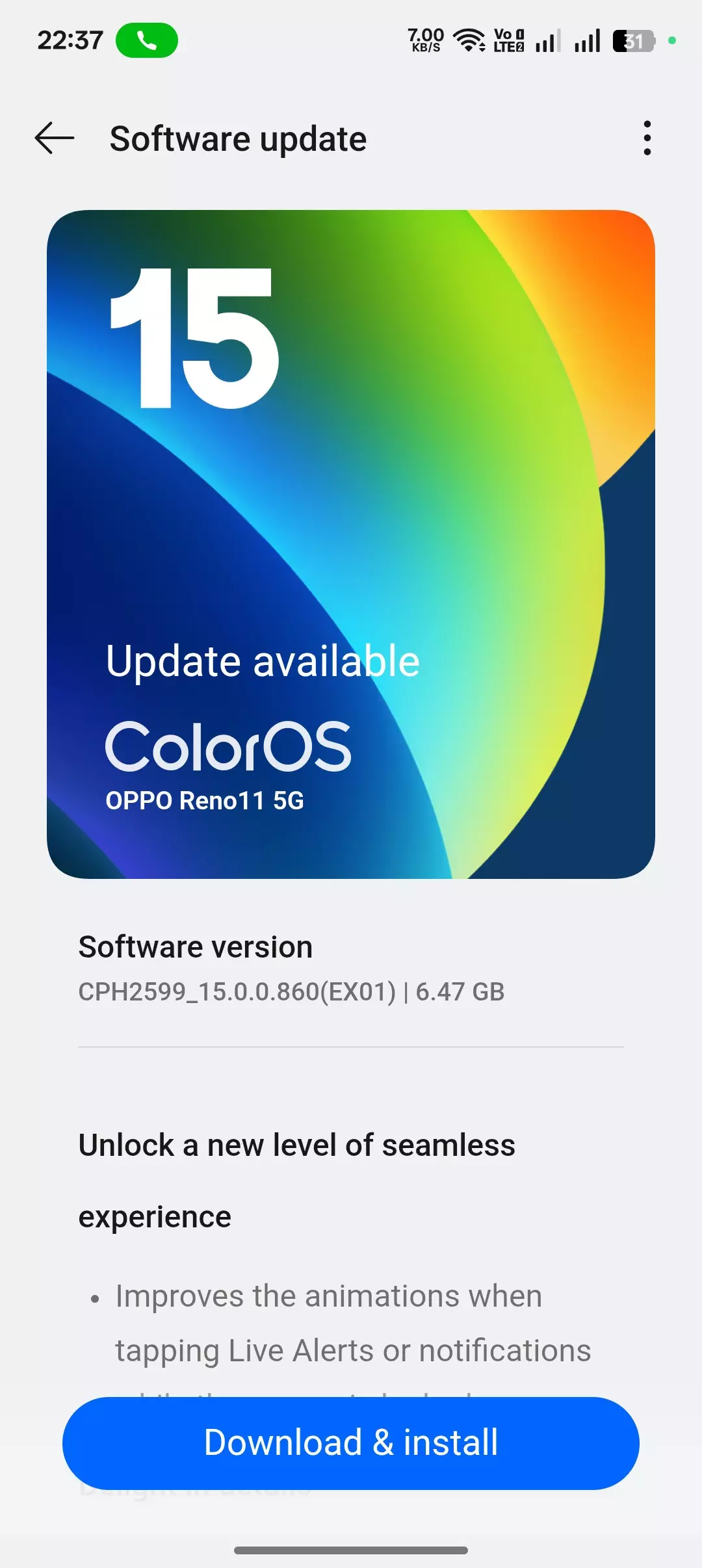 Update failed problem any time oppo reno 11