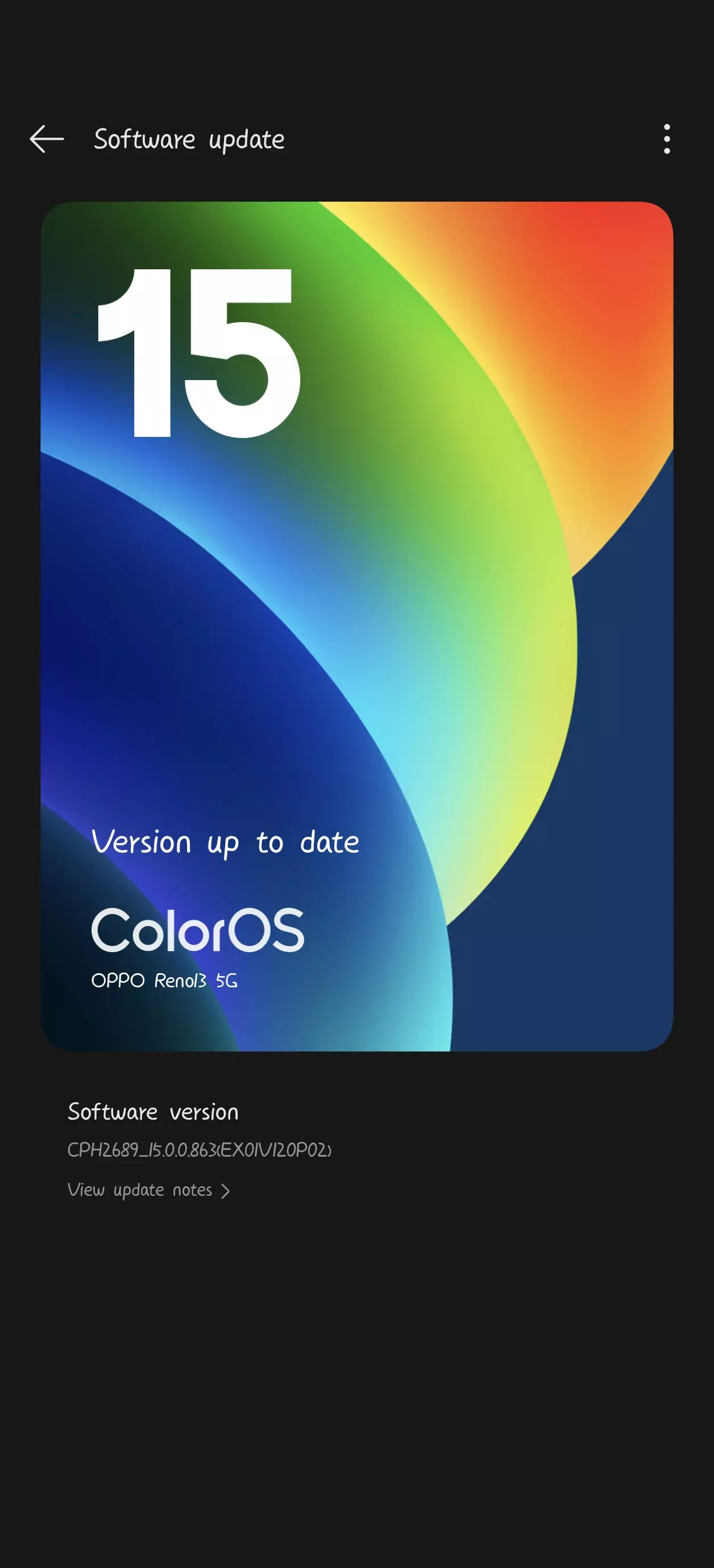 When will the colors sos 16 update come to my oppo reno 13 5