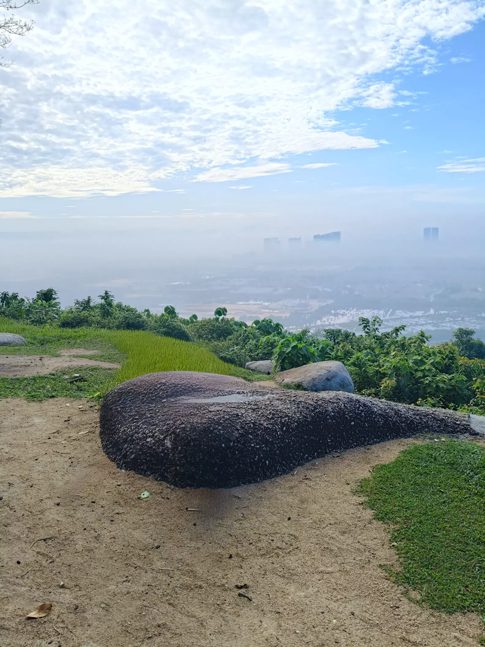 Top view Batu Kawan Hill. Hiking track