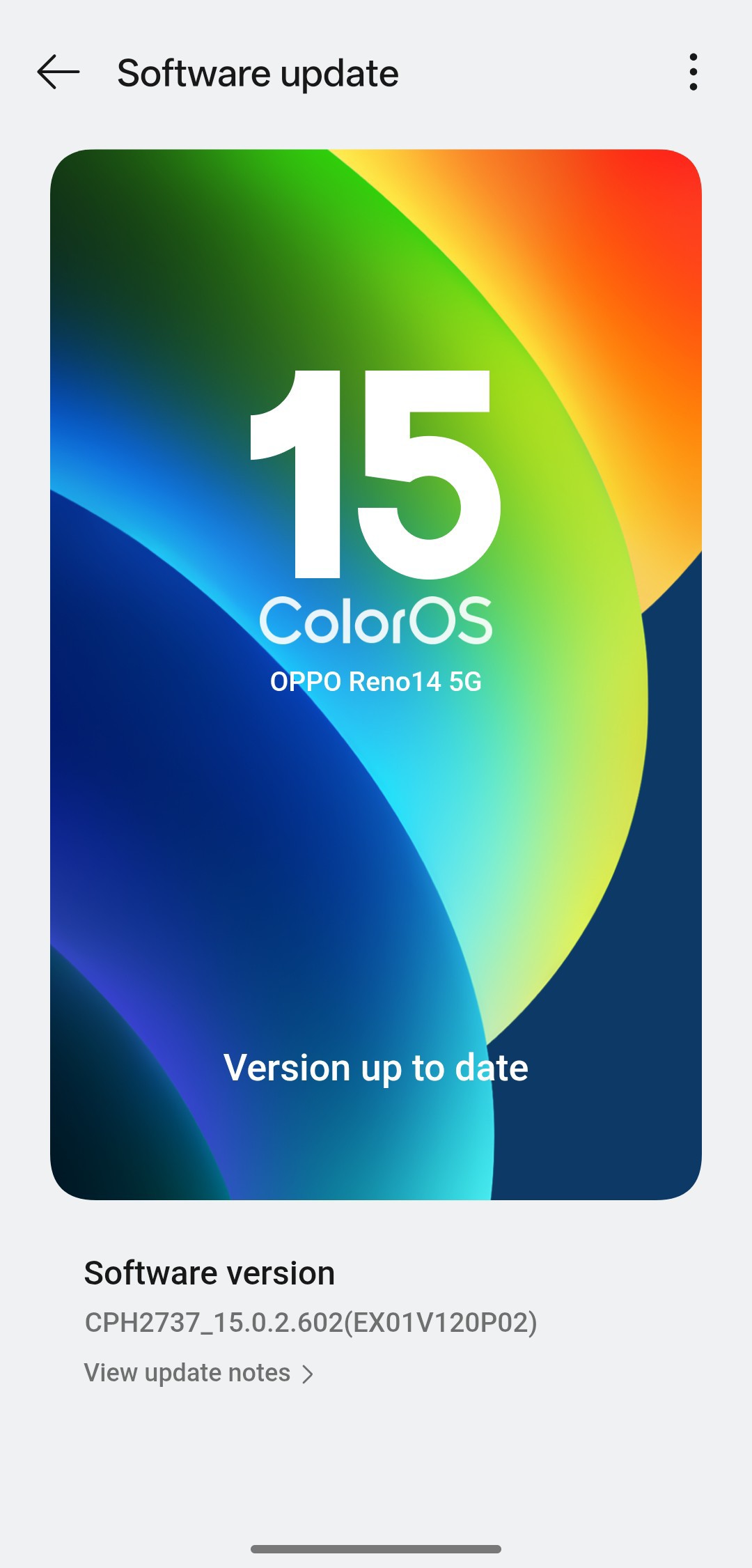 I have Oppo Reno 14 phone but till now the update of Colors
