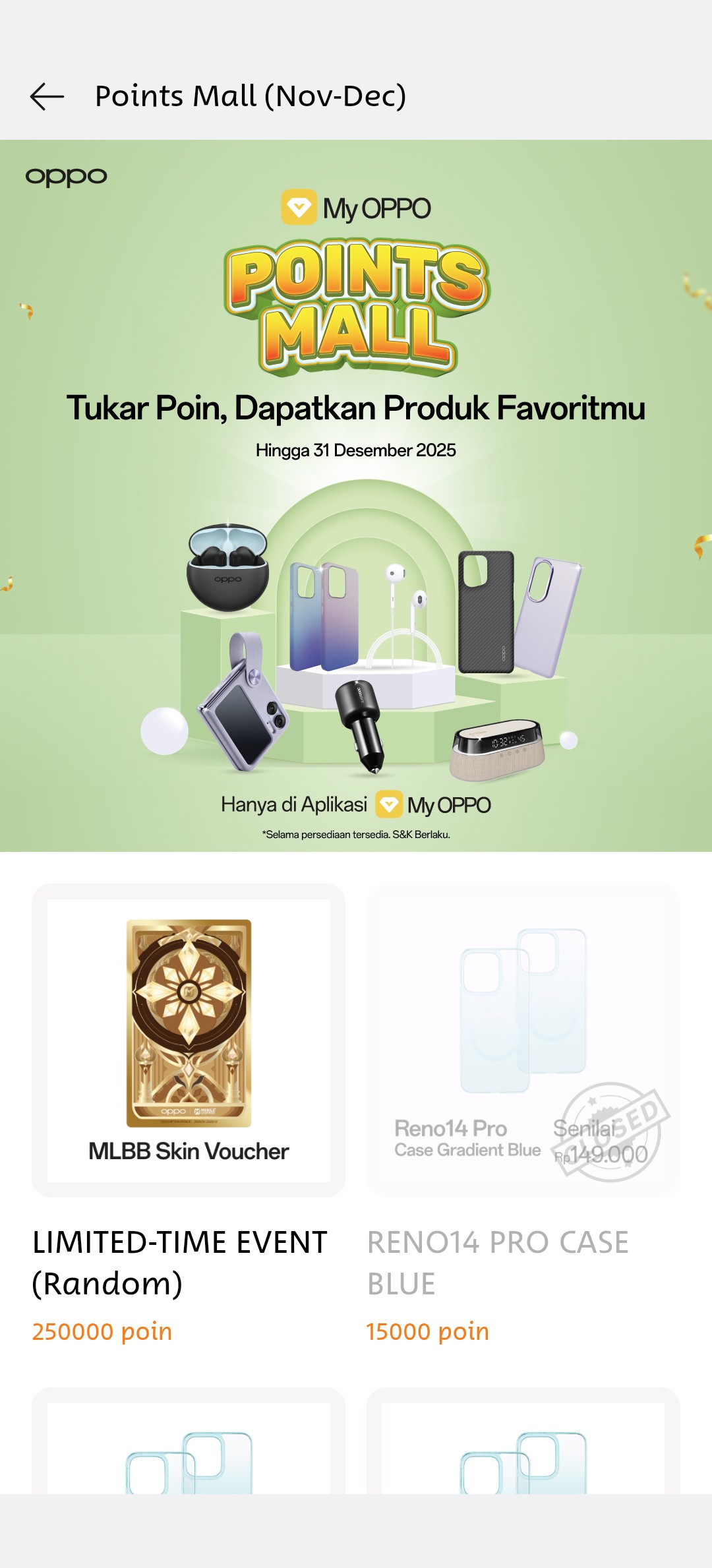 Apa ada yang sudah tukarkan MLBB Skin Voucher pakai OPPO Poi