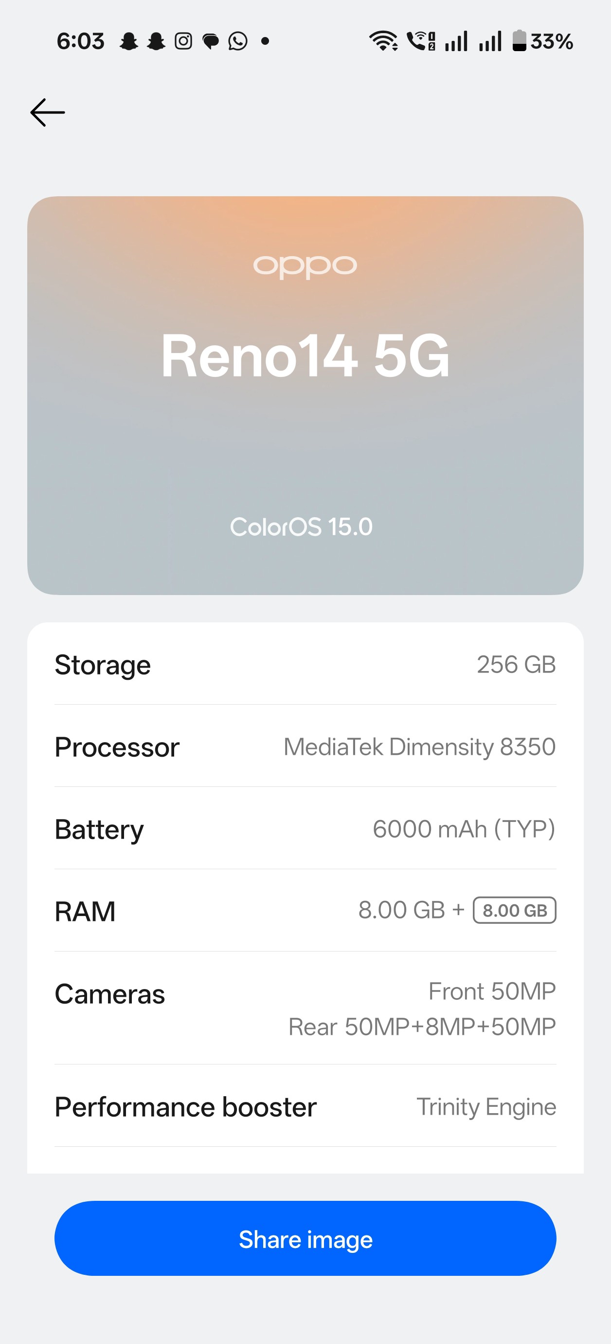 Oppo reno 14 5G new version colour od 16