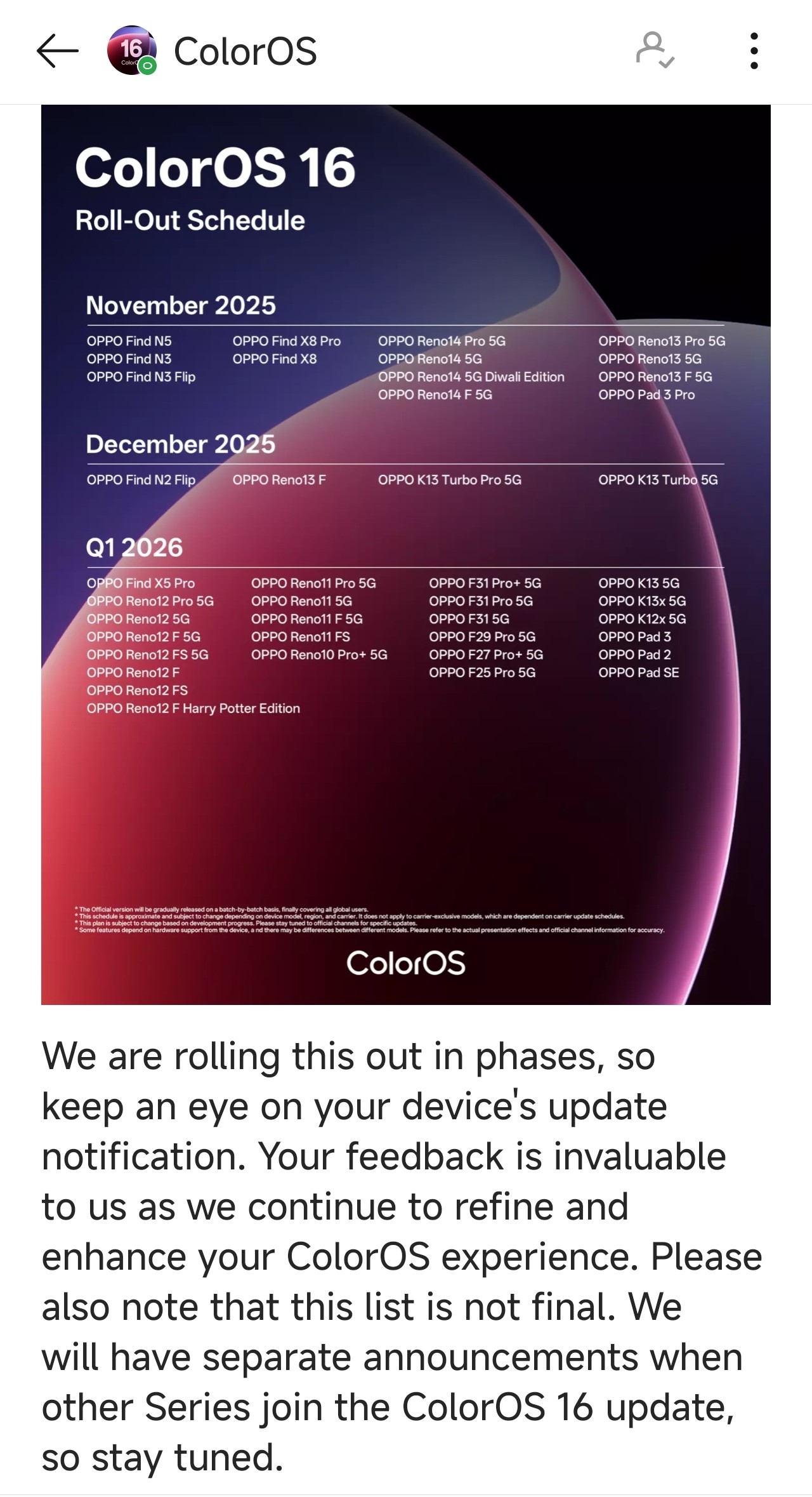 Oppo a3 4g colour OS 16?