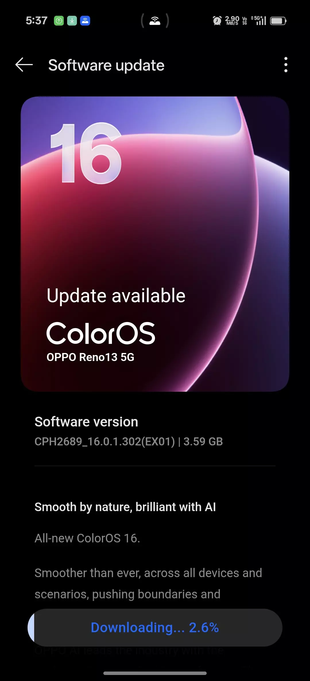 Color os 16 on oppo reno 13