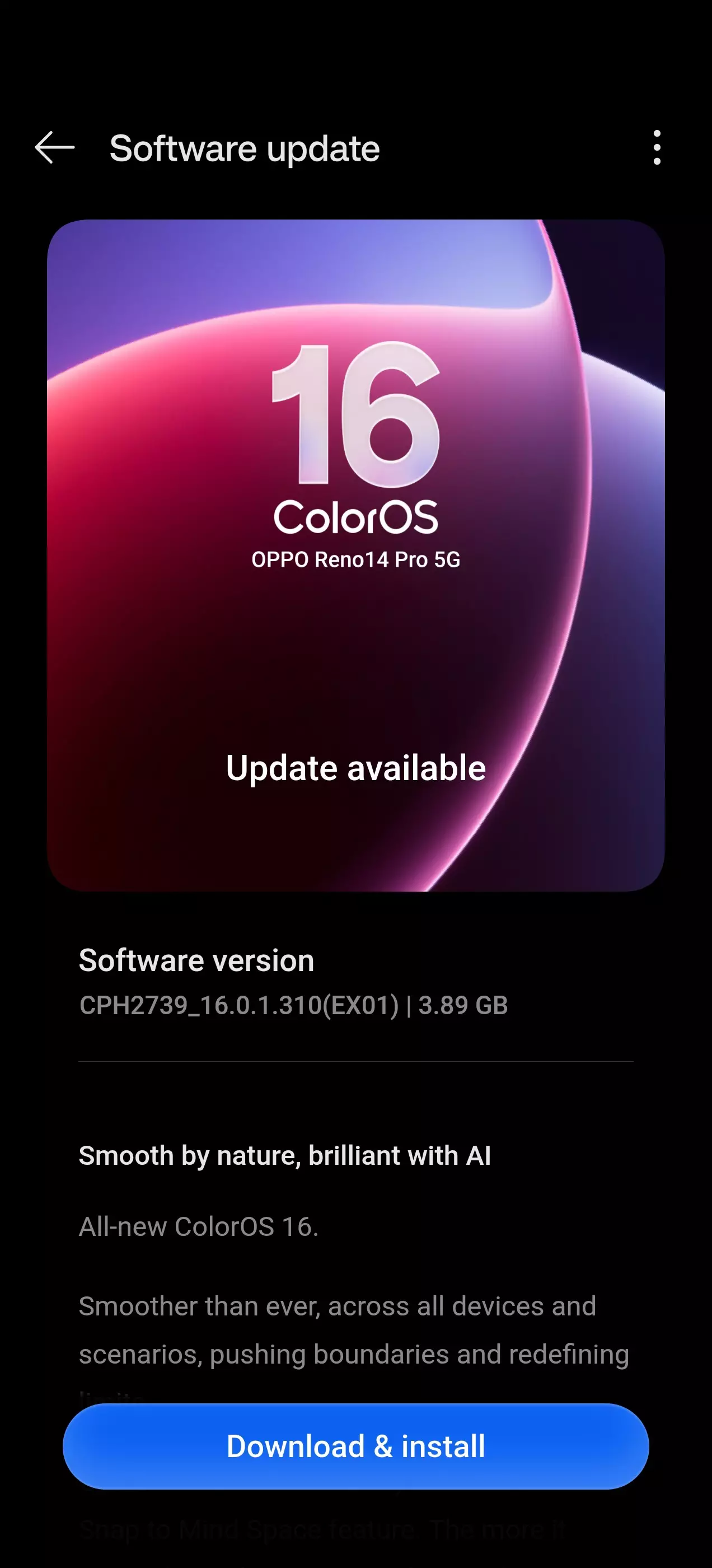 Colours 16 Oppo reno 14 pro