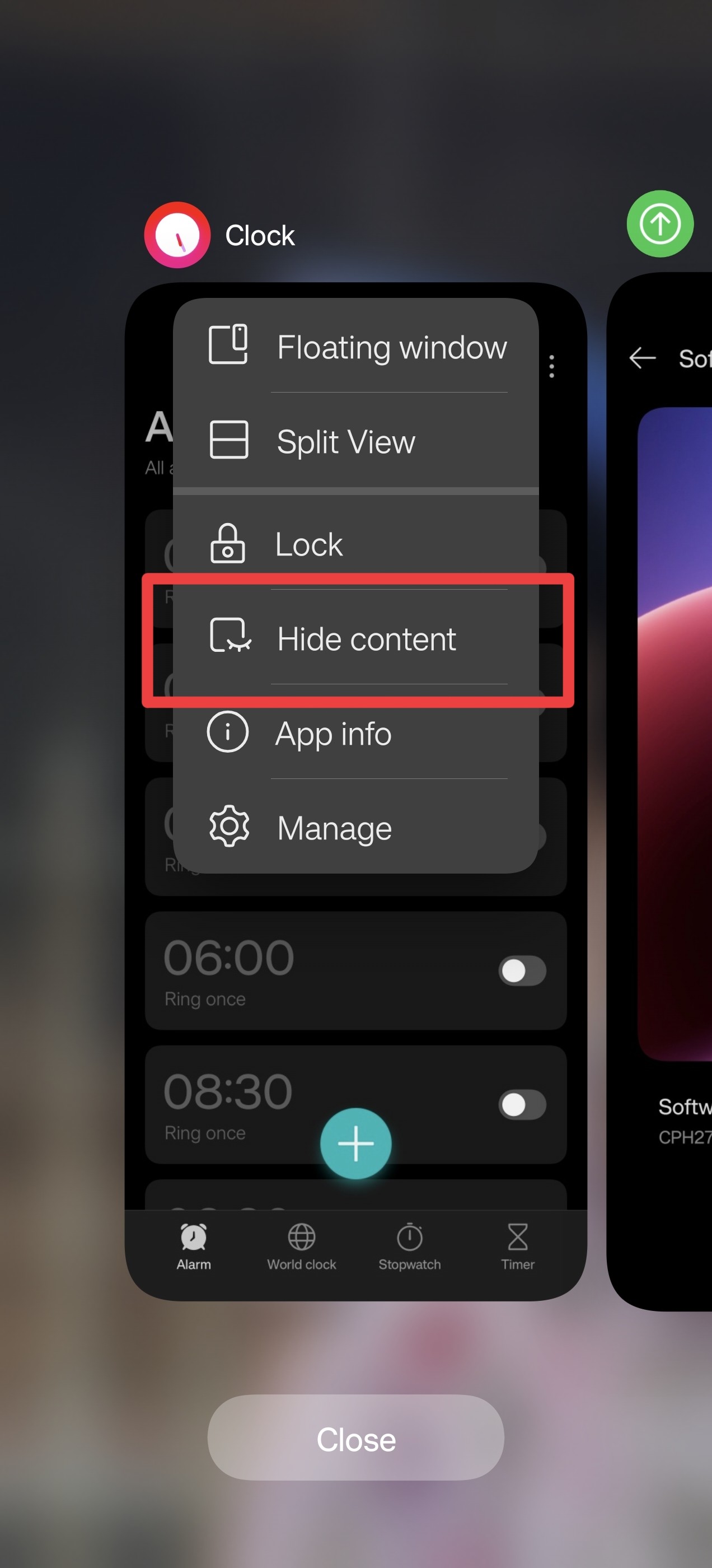 Hide Content in Recent Apps Tab