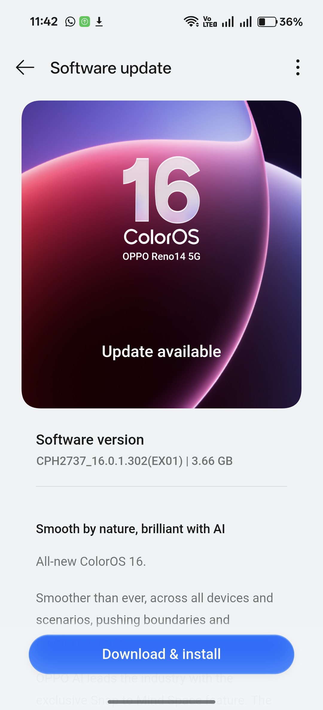Finally ColorOS 16 on reno 14 5G