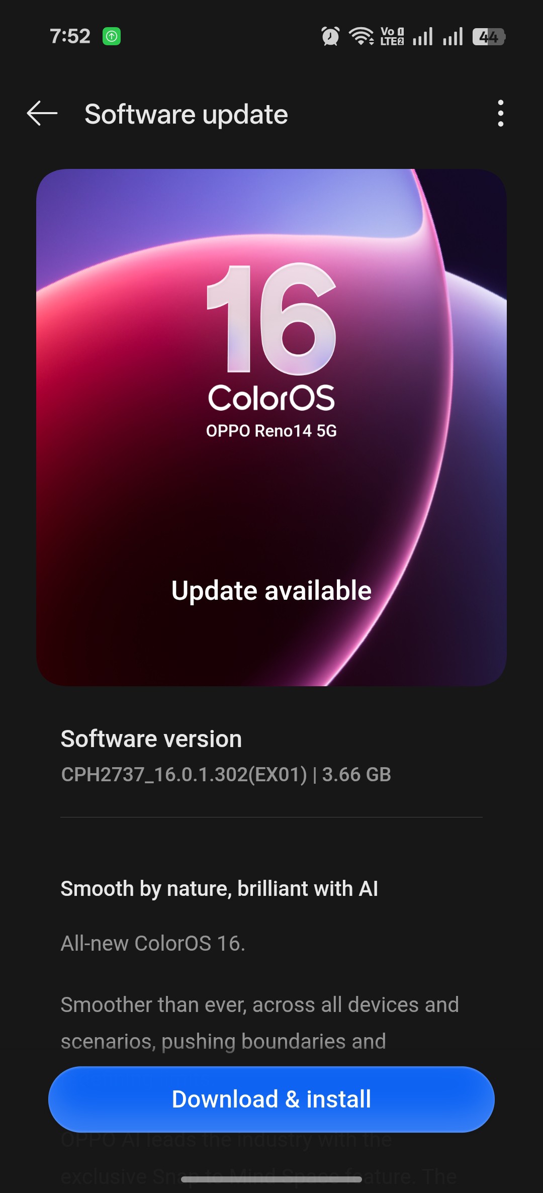 Color os 16 oppo reno 14 5g