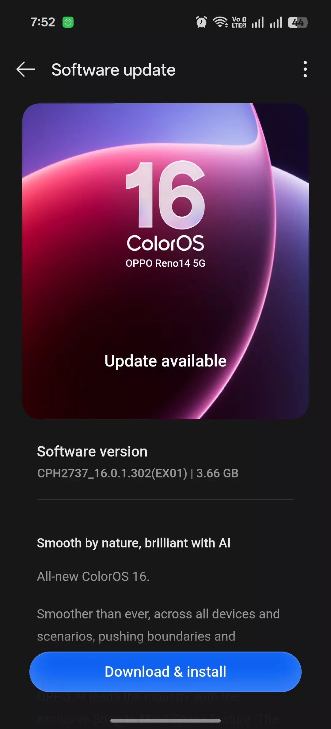 Color os 16 oppo reno 14 5g