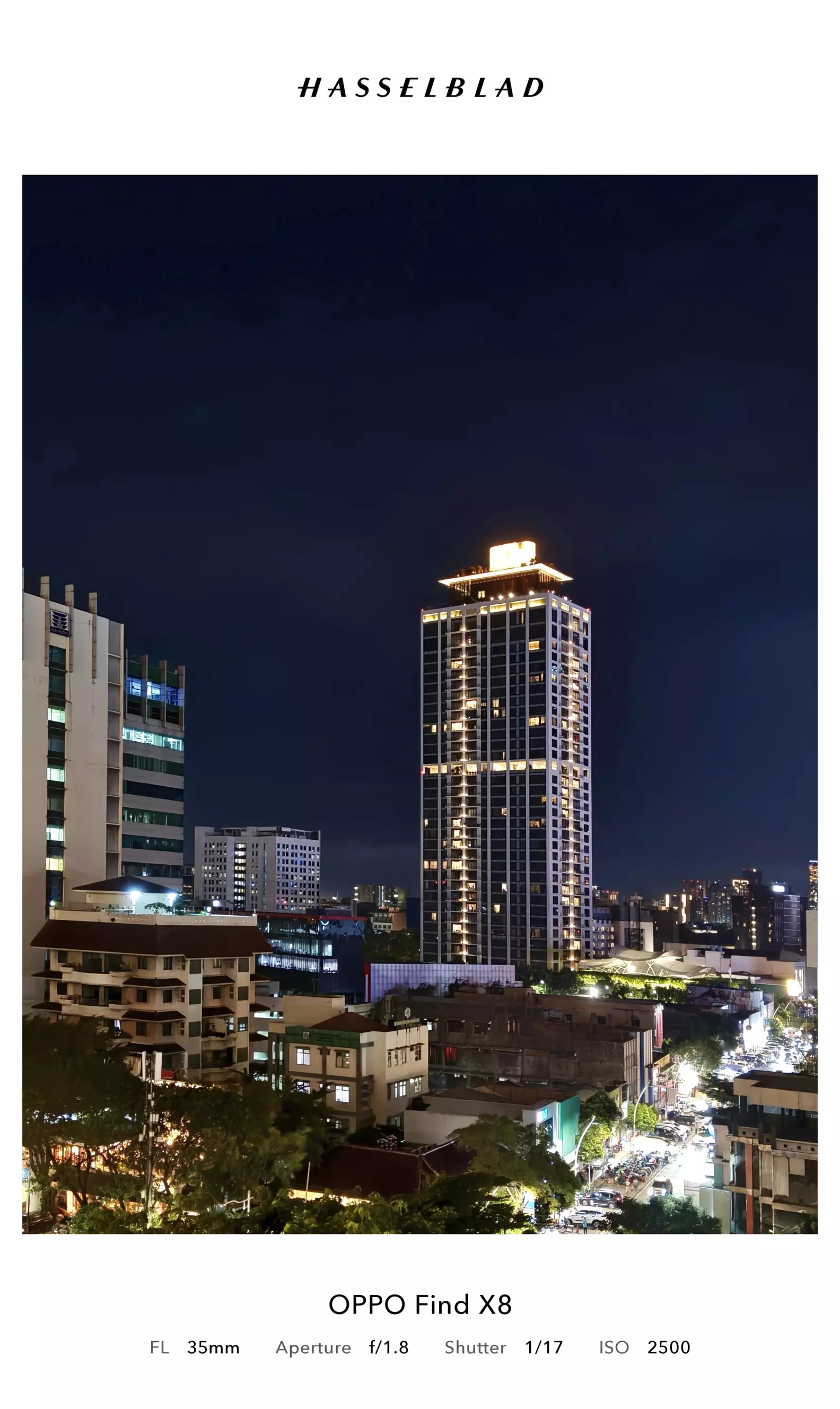 Cityscape at night, captured in low light. What I see is the