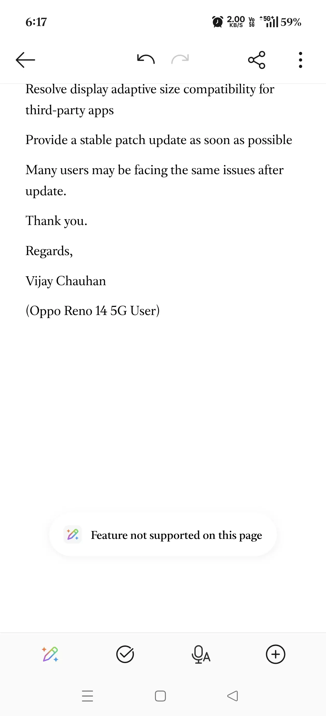 🔴 Multiple Issues After Latest Update – Oppo Reno 14 5G (12GB/512GB)