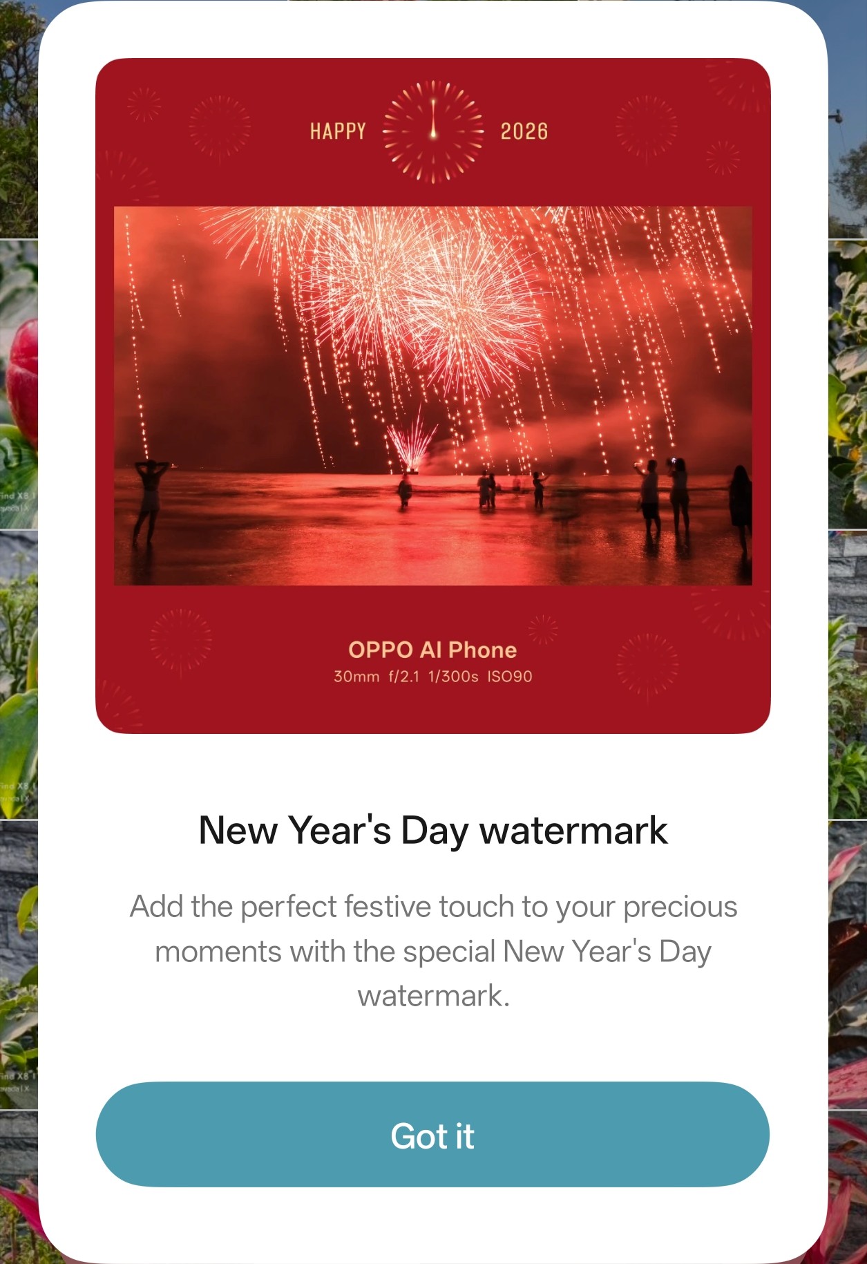 NEW YEAR'S watermark is pushed out to the OPPO Find X8 Users