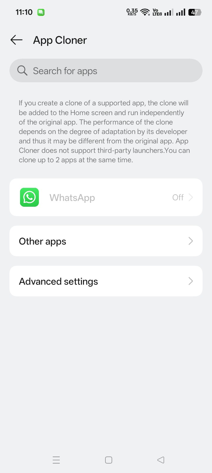 LIMITATION ON SYSTEM APP CLONER