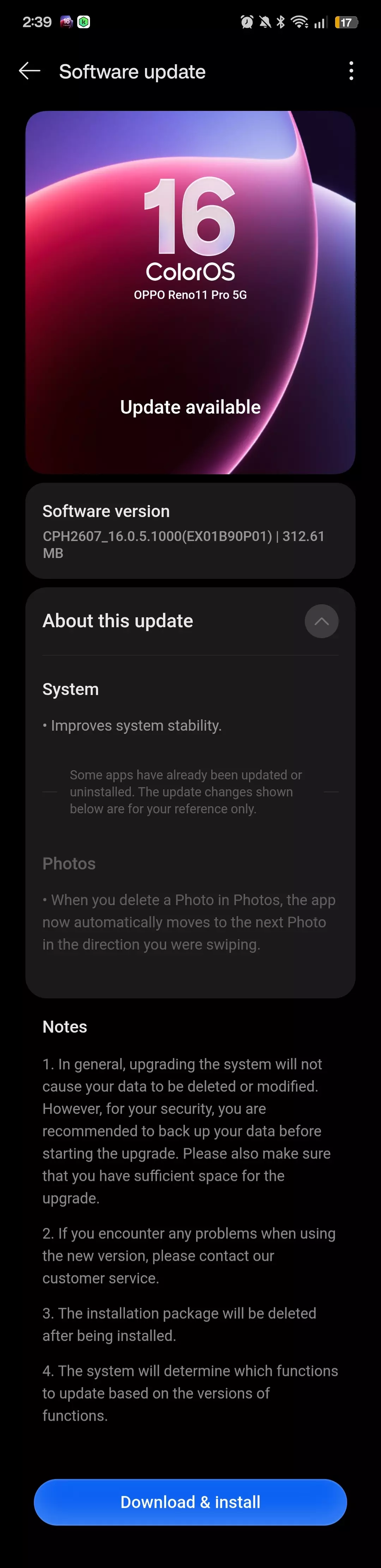 New Update for Oppo Reno 11 Pro 5G