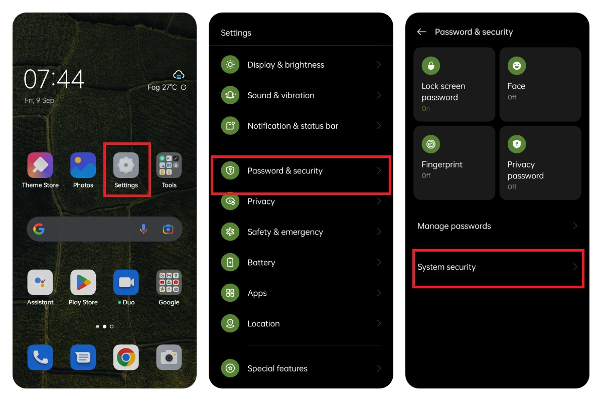 How to enable screen pinning on ColorOS 12.1