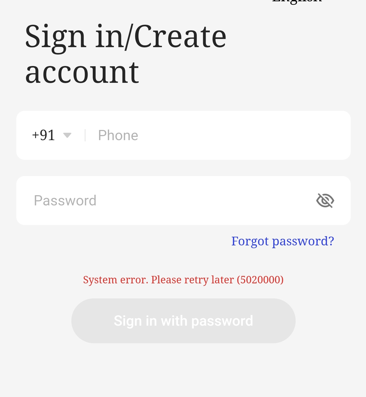 Unable to log-in on mobile