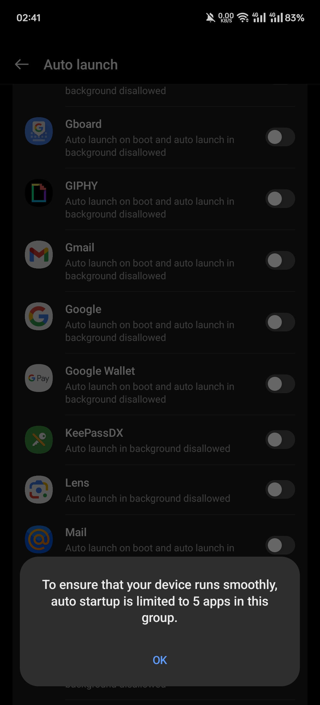Feature request: remove app auto launch limit