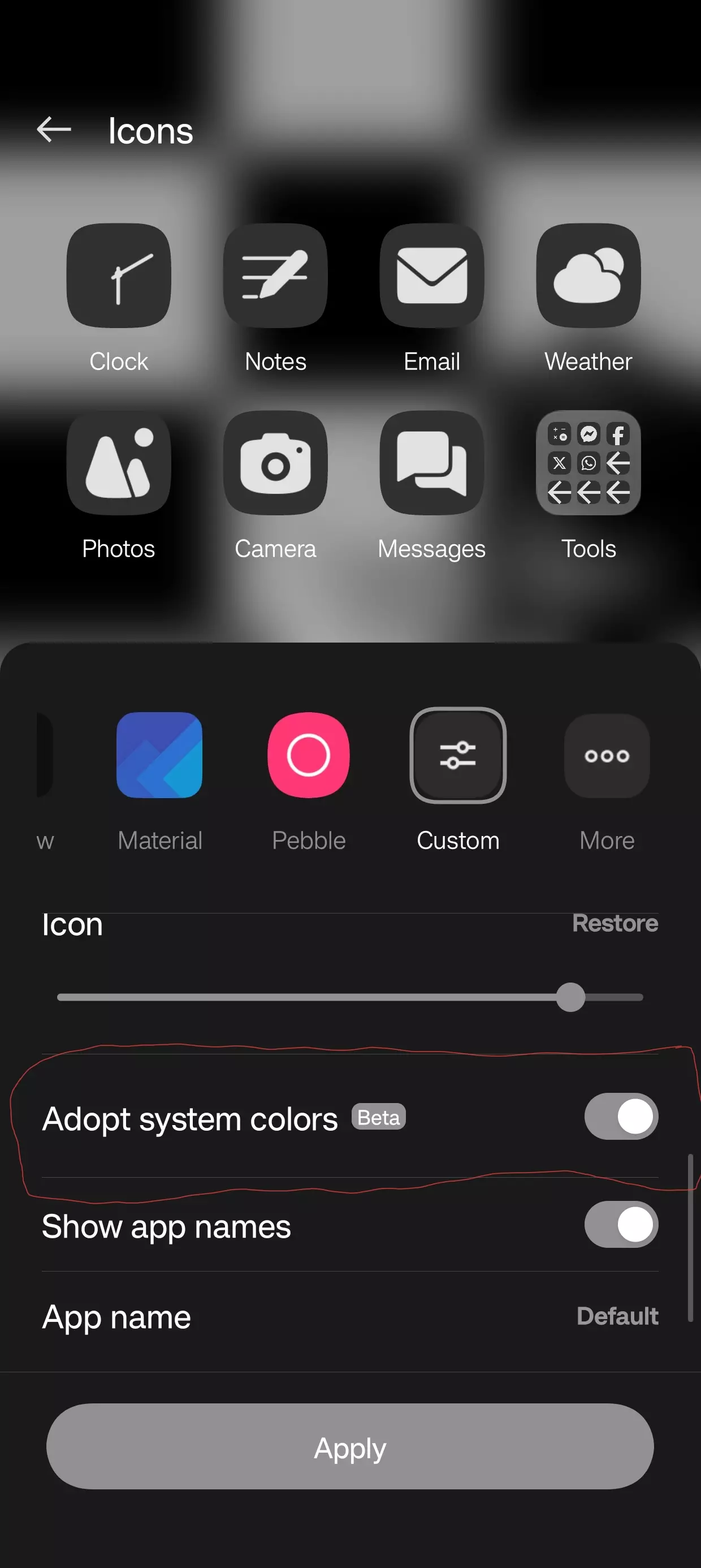 For external program icons, this option does not affect them