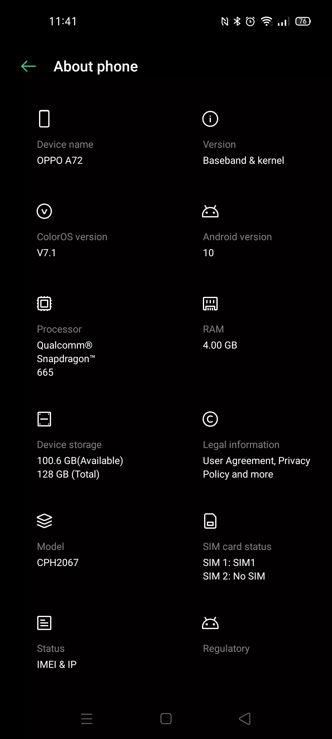 OPPO A72 Emergency Information Issue